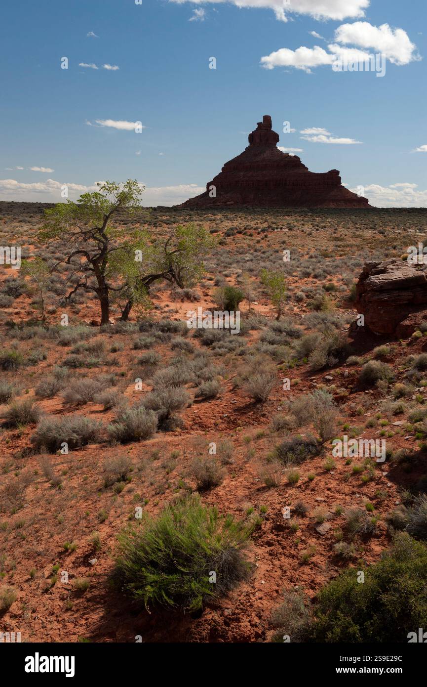 Franklin Butte in Utah's Valley of the Gods, nearly in silhouette Stock ...