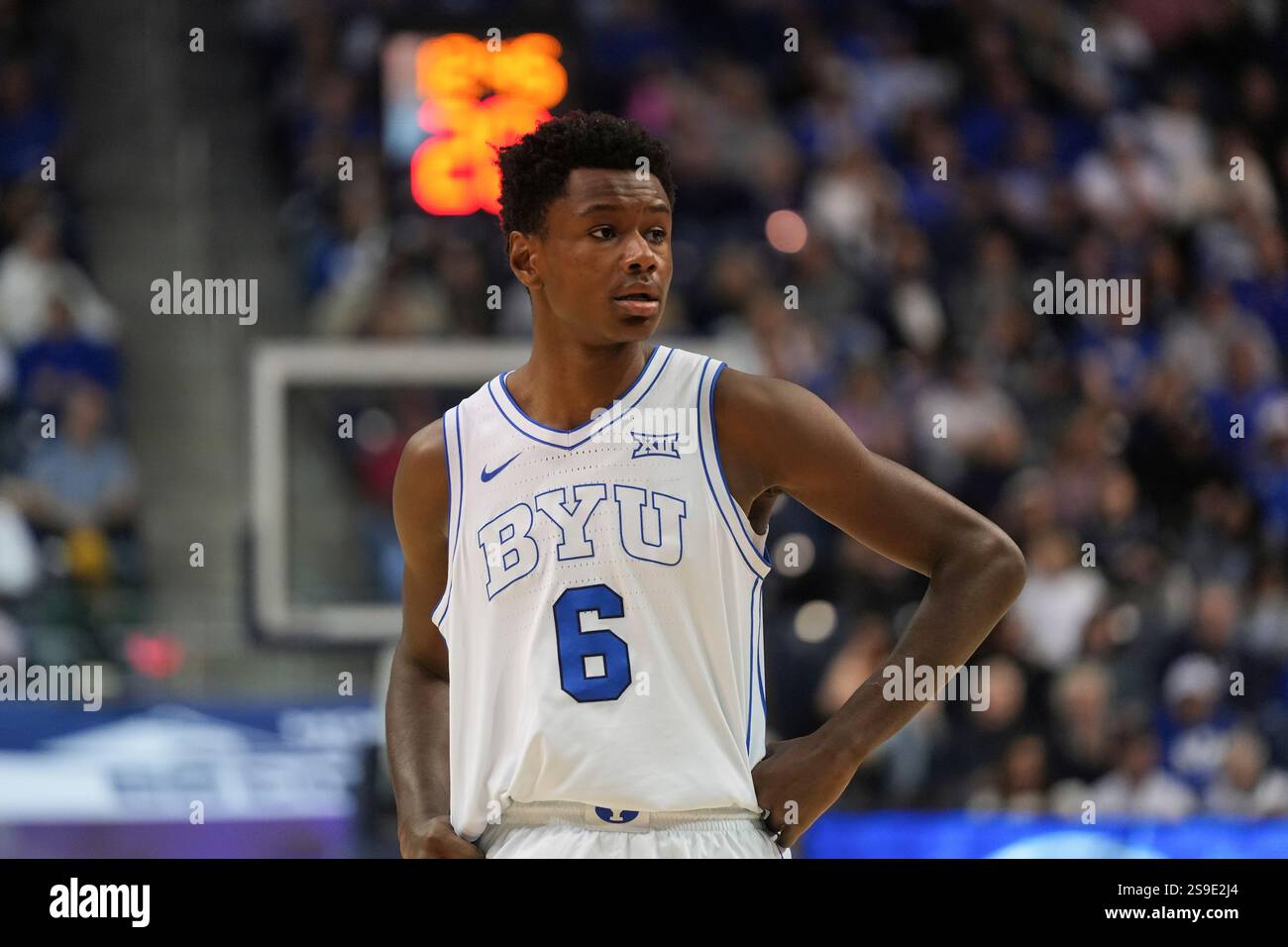 PROVO, UT - JANUARY 25: BYU Cougars forward Kanon Catchings (6) as seen ...