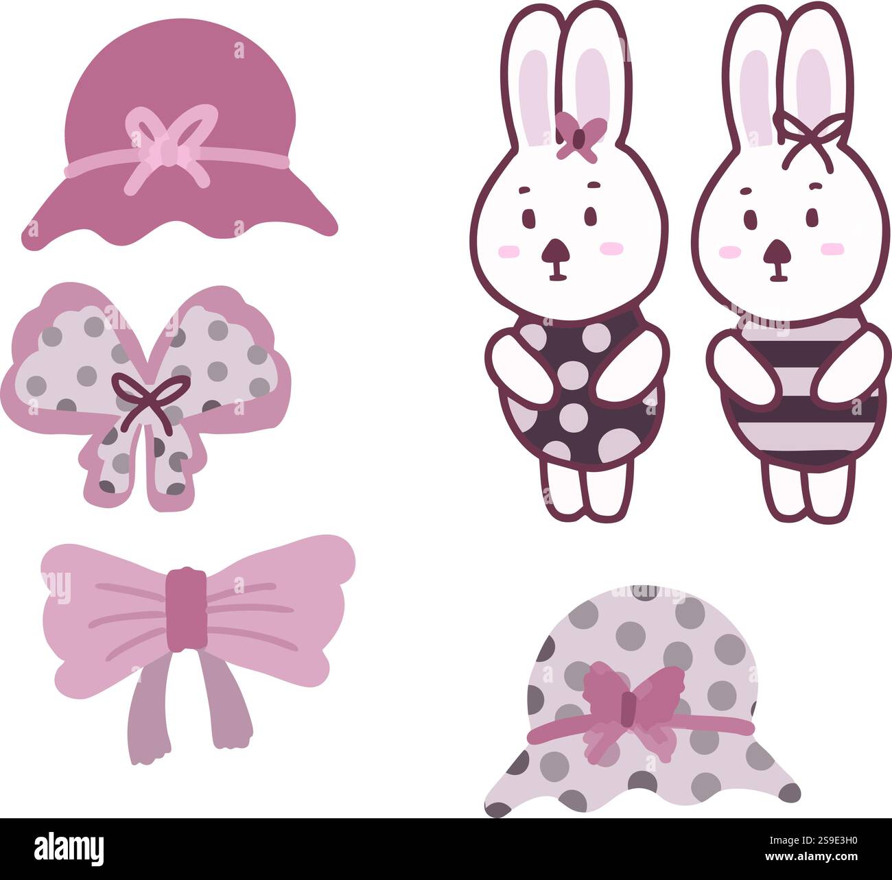 Coquette icon bunny pink ribbon bow by garlic mystudio Stock Vector ...