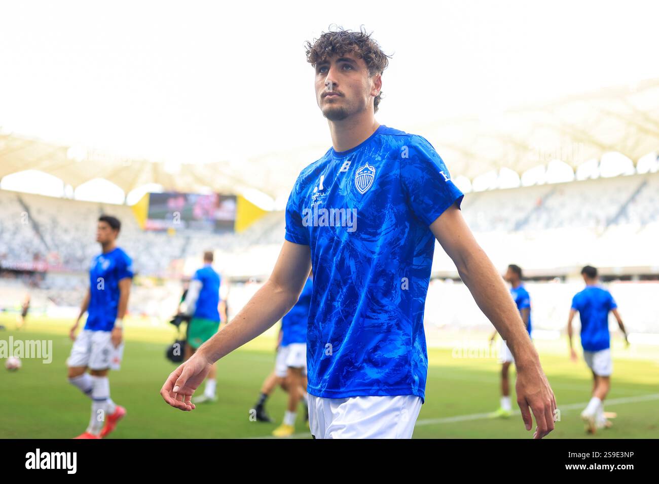 Jonty Bidois of Auckland warms up ahead of the A-League Men Round 16 ...