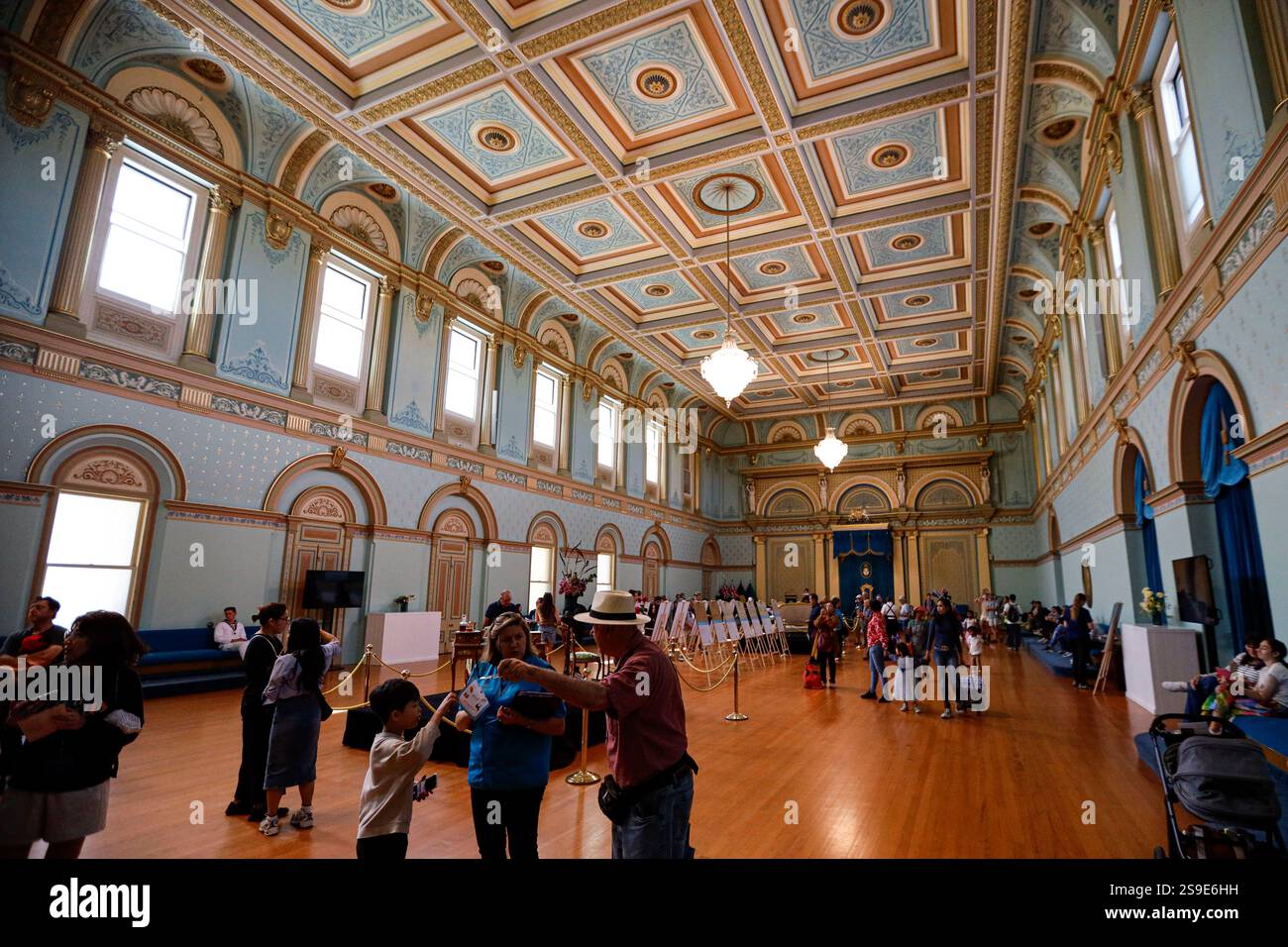 People explore the elegant interiors of the Governor’s residence ...
