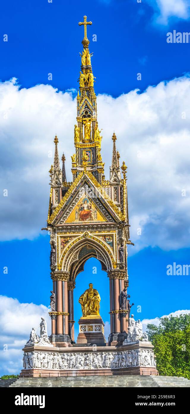 Golden Prince Albert Memorial Kensington London England. Opened in 1872 ...