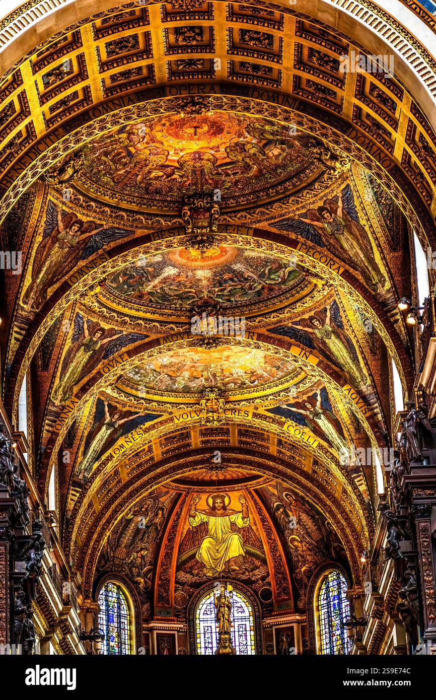 Colorful Christ Mosaics Ceiling Stained Glass Over High Altar Basilica ...
