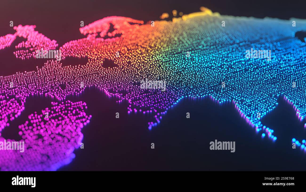 Glowing Trust Map:A 3D render depicting a vibrant,multicolored ...