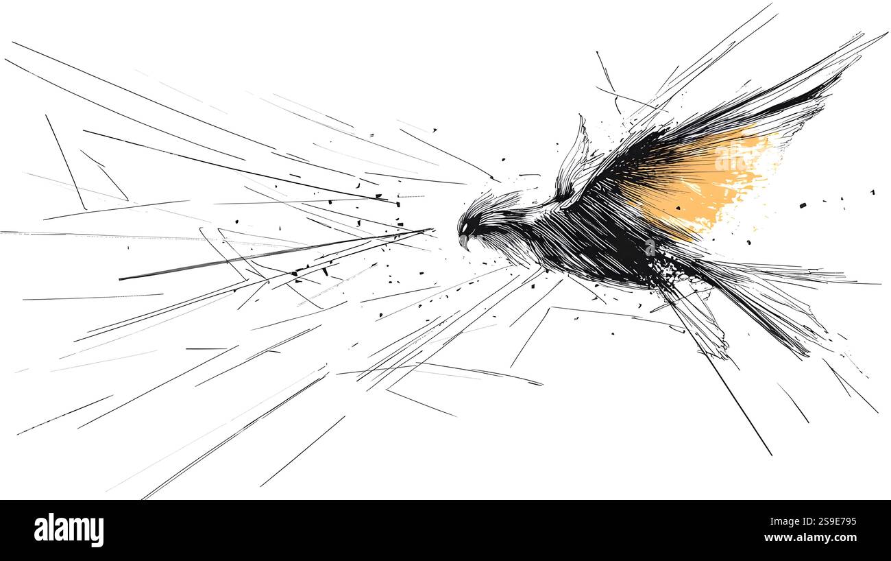 Vibrant of a mythical phoenix mid-flight with fiery,dynamic feathers ...