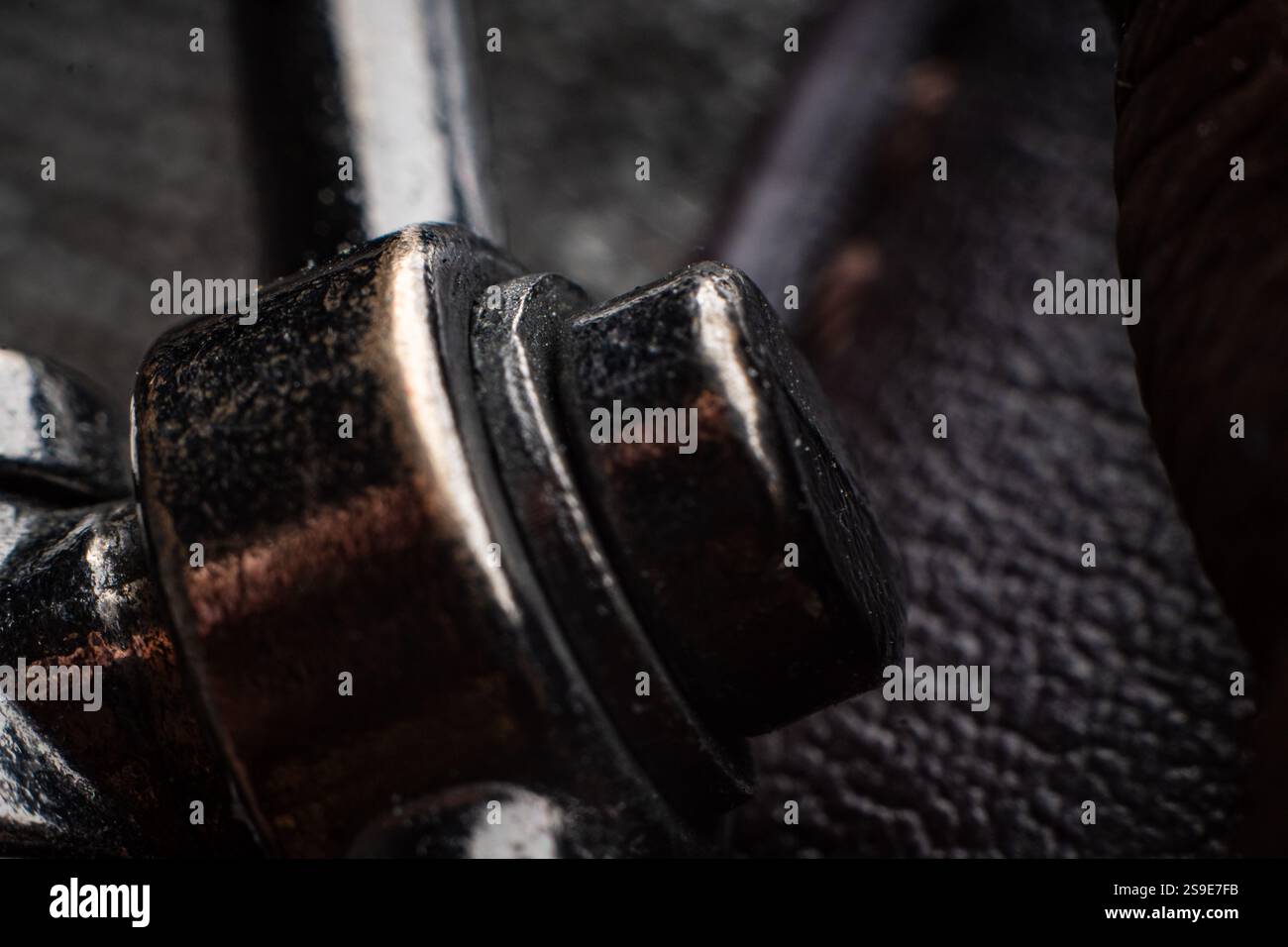 Macro view of a metal fastener highlighting intricate details and ...