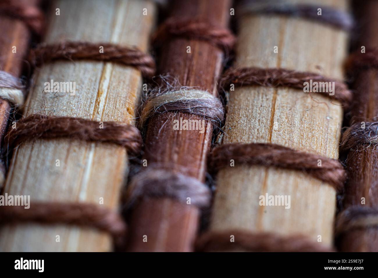 Closeup view of woven natural materials showcasing texture and color ...