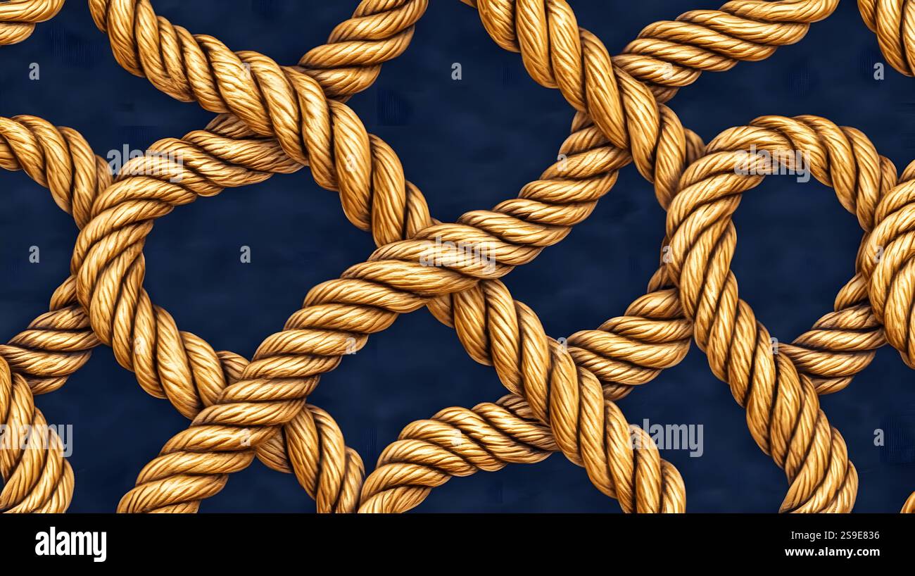 Intricate pattern of intertwining,braided metallic ropes and chains on ...