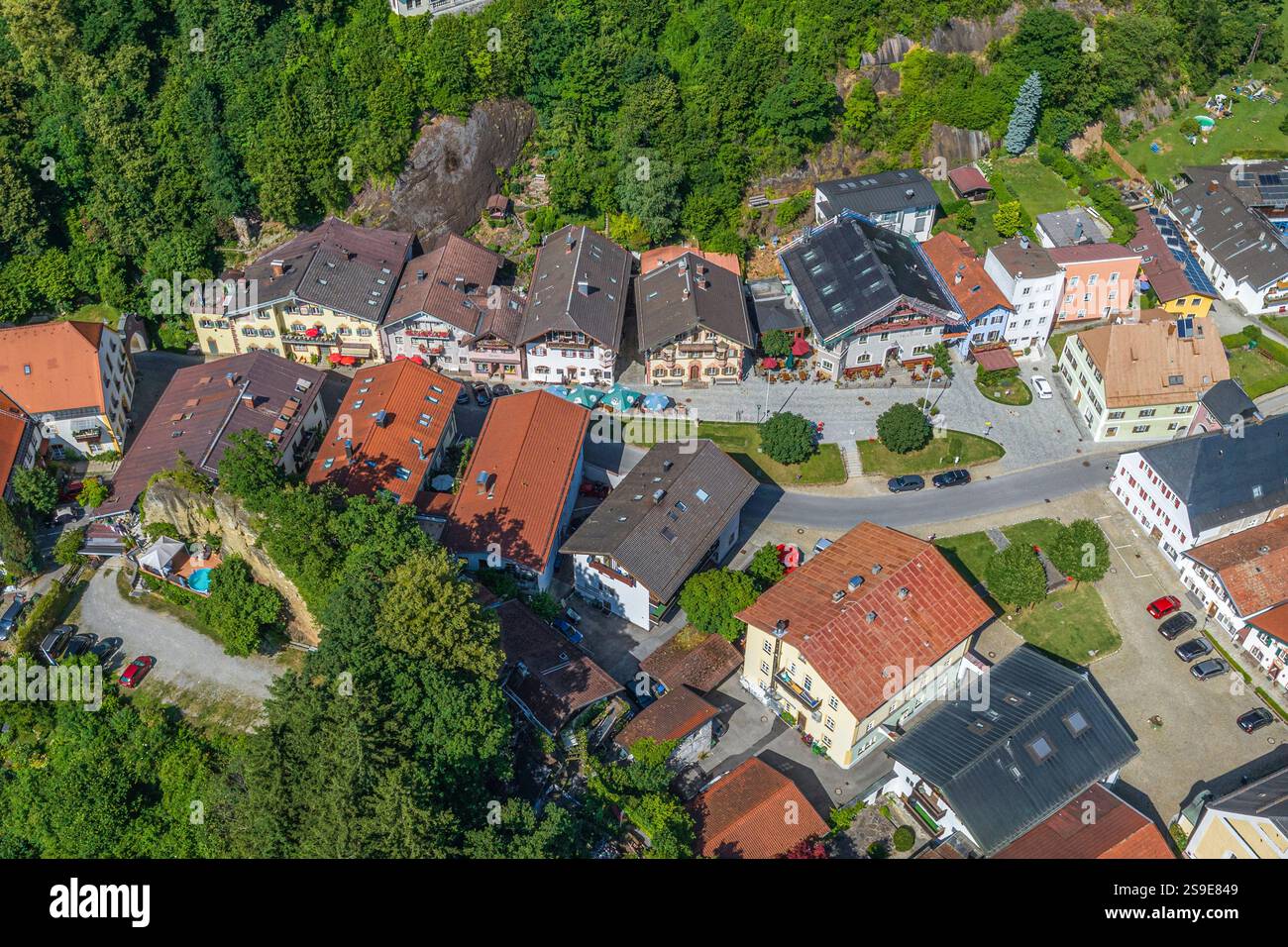 View of the Upper Bavarian Inn Valley in Chiemgau around the typical ...