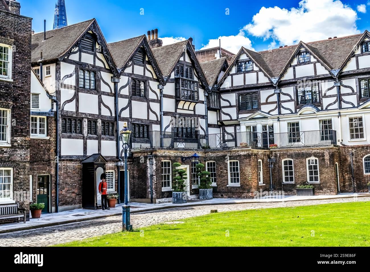 British Guard Courtyard Tower of London London England. .Tower castle ...