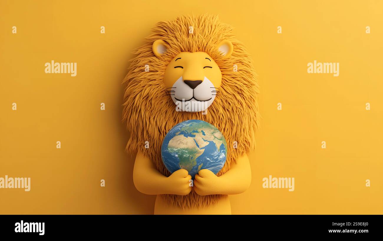 Friendly and Majestic Lion with a Mane Shaped Like a Radiant Sun ...