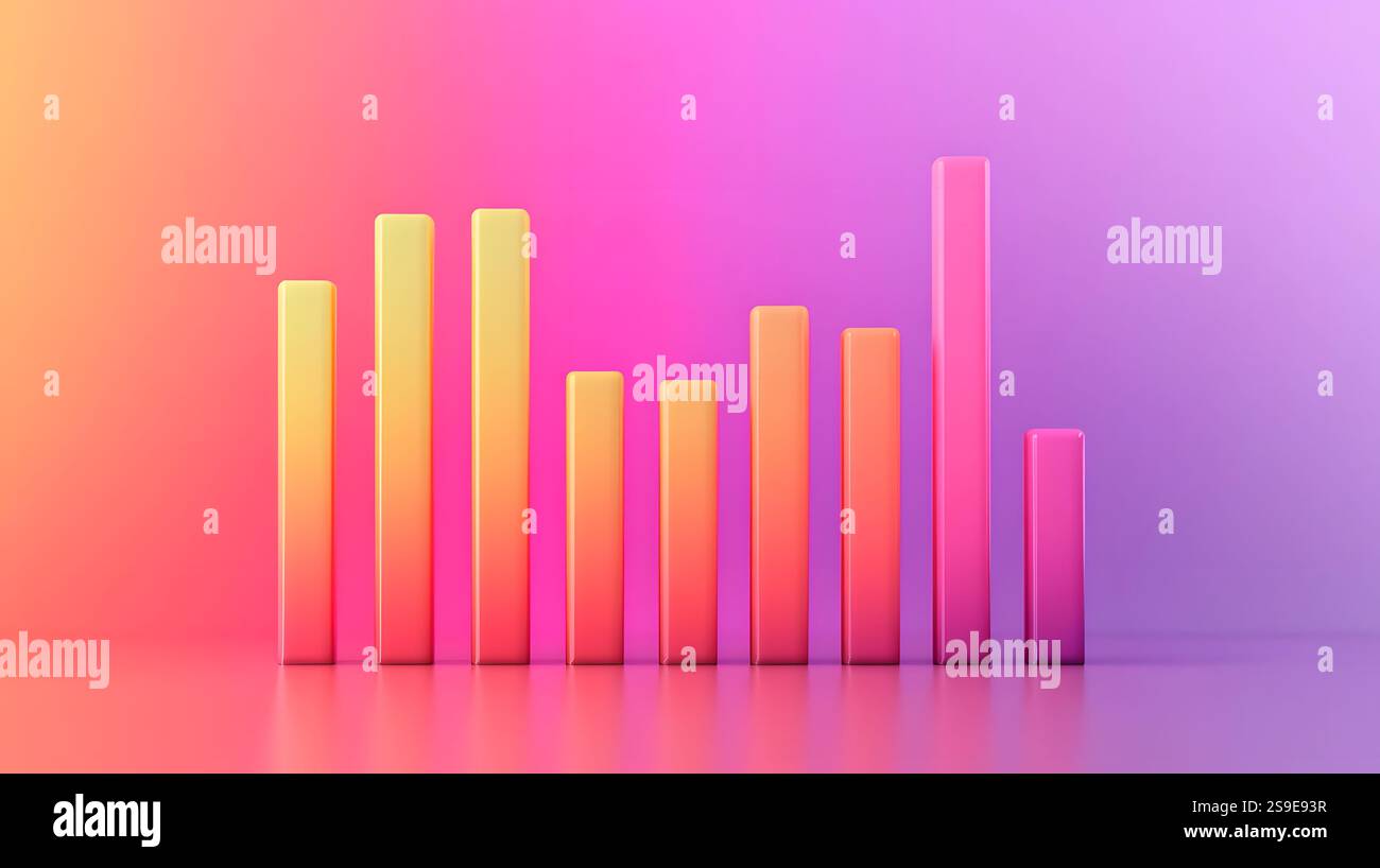 Minimalist 3D Bar Charts with Sharp Lighting Effects and Clean Layout ...