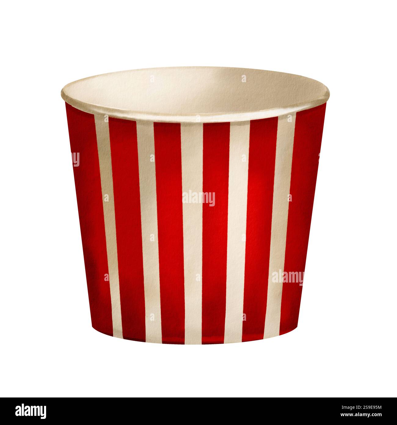 Paper glass. Empty dishes. Large striped flower pot. Watercolor ...