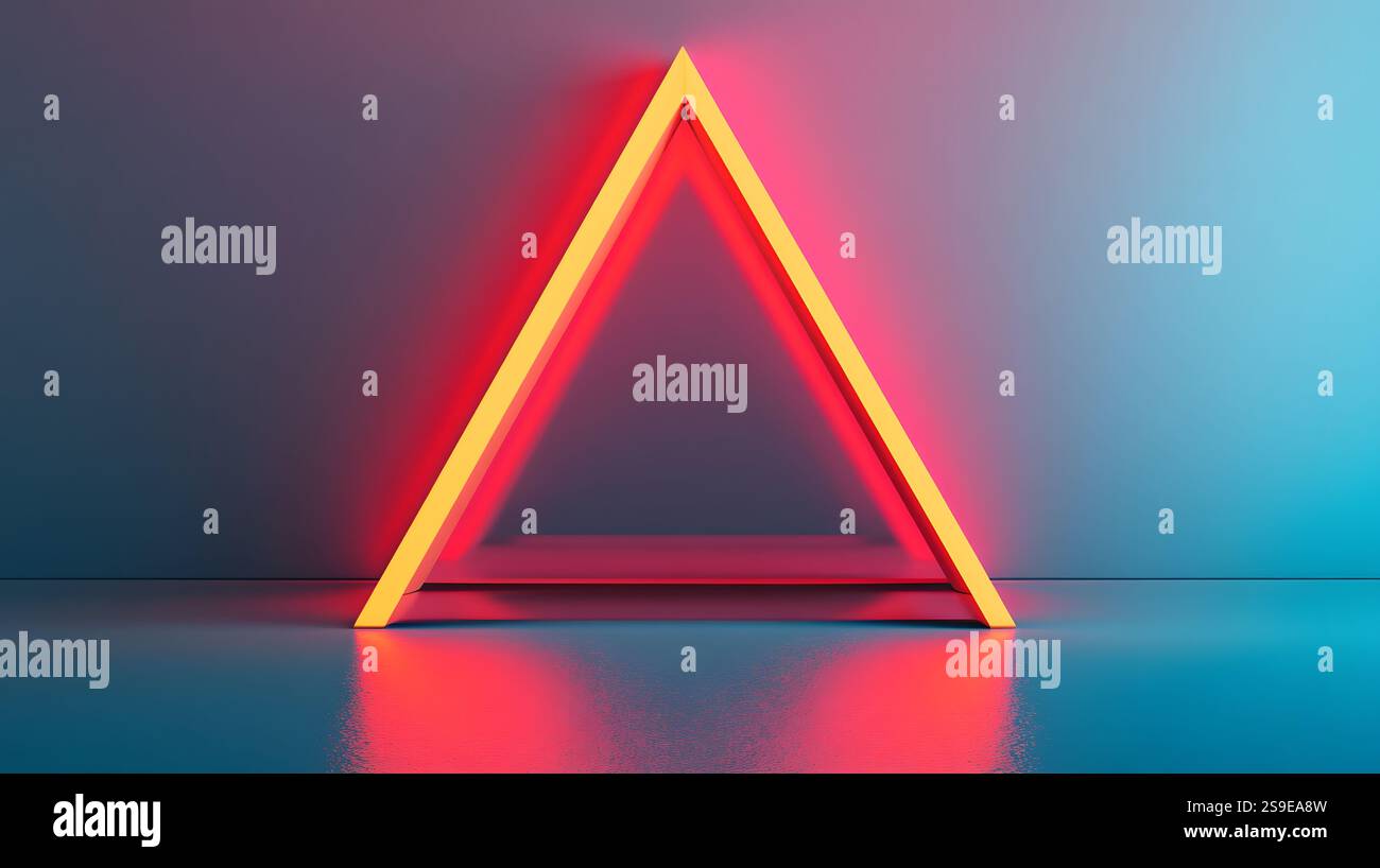 Overlapping neon triangles with soft reflections and a modern,clean ...
