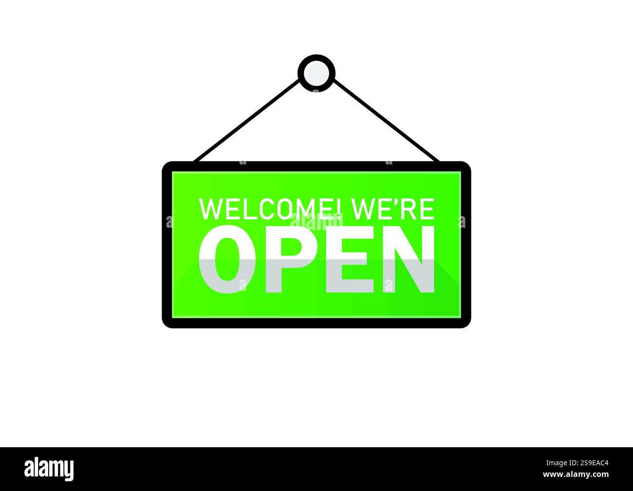 Welcome We're open hanging sign on white background. Vector Illustration Stock Vector Image ...