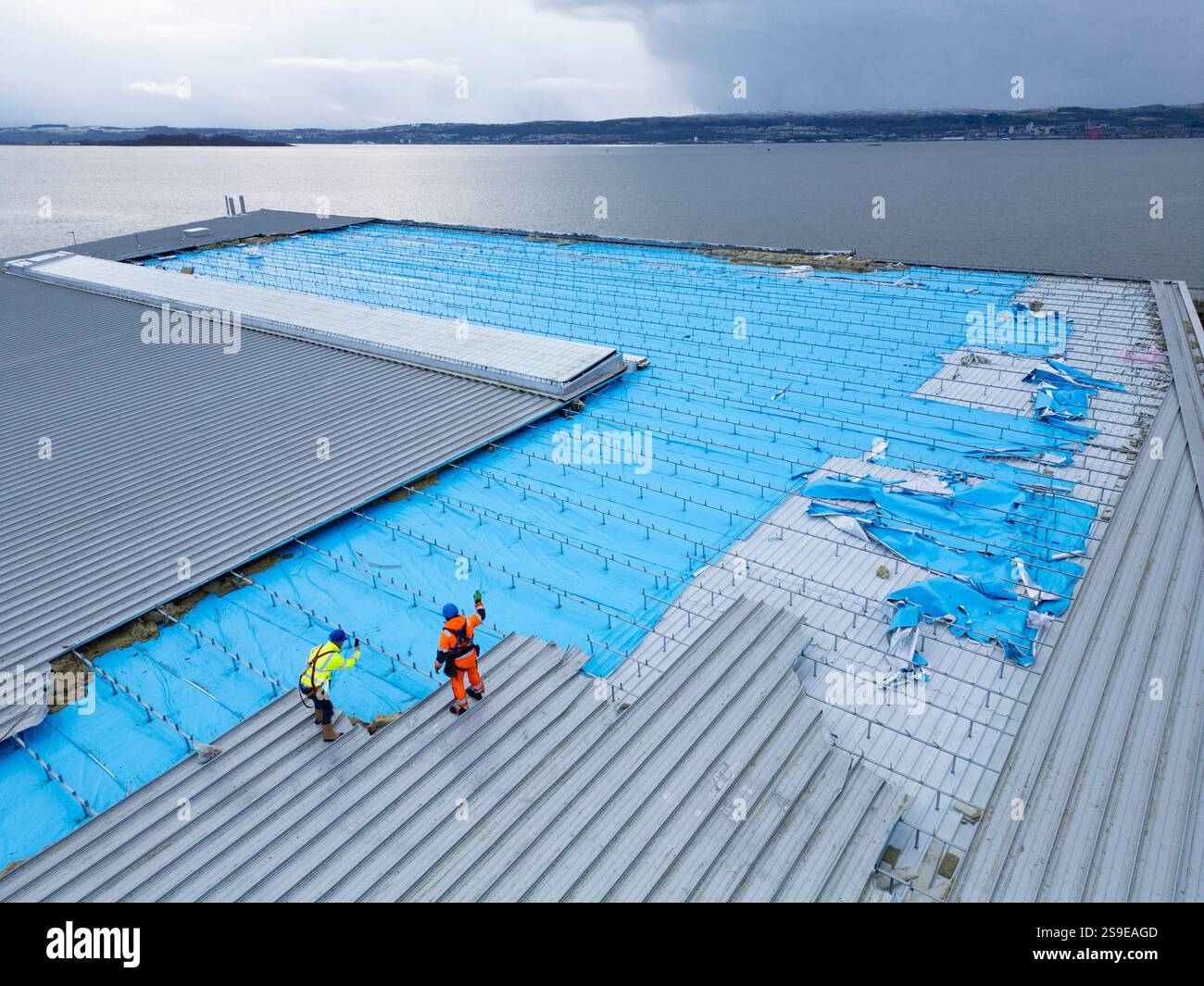 Helensburgh 25th January, 2025. Aerial views as workers clear up debris ...