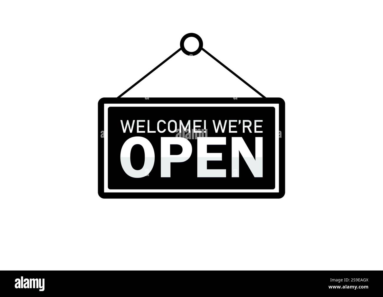 Welcome We're open hanging Sign Icon isolated on white background. Vector Illustration Stock ...