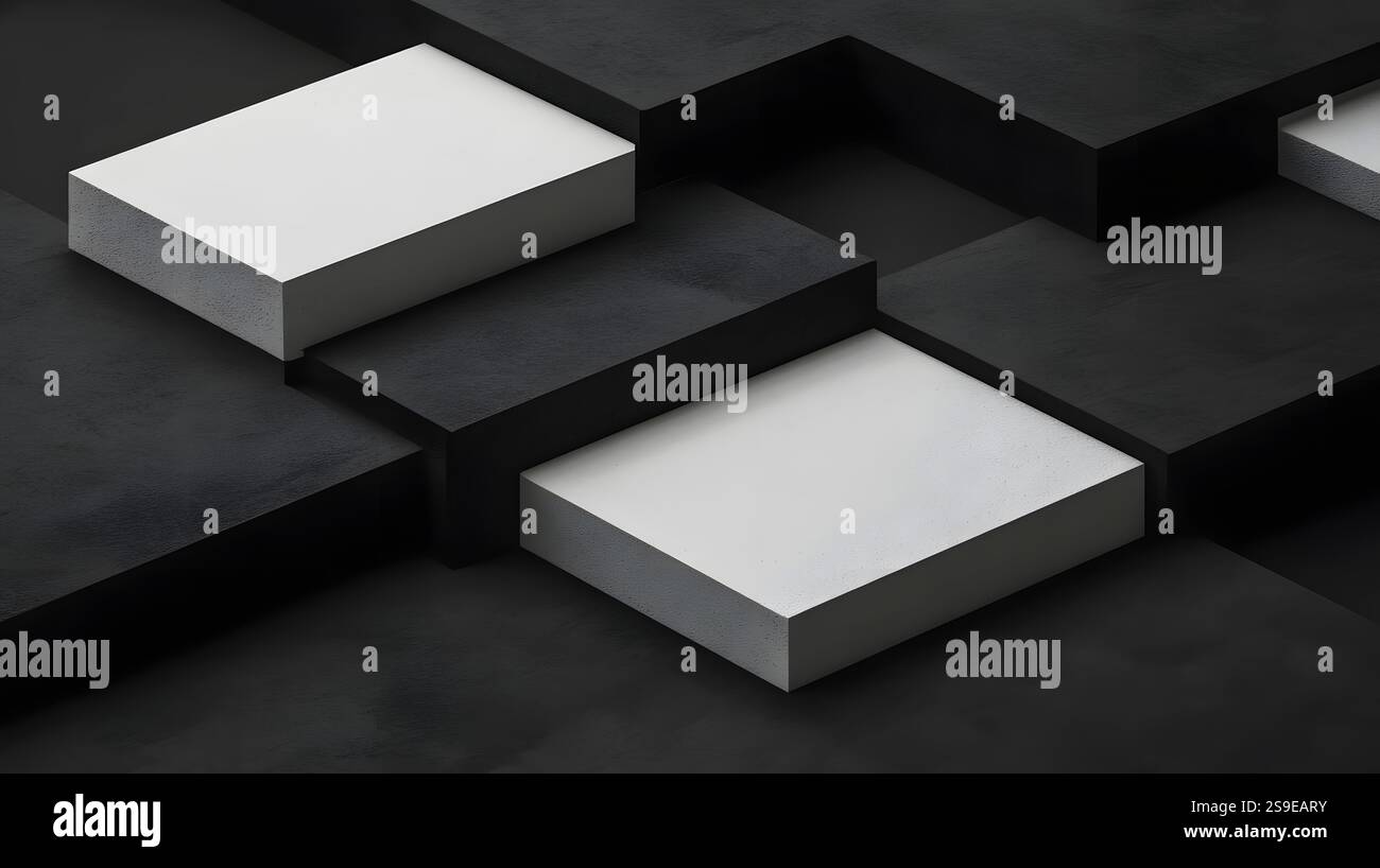Striking monochrome business icons showcased in a 3D overlapping layers ...