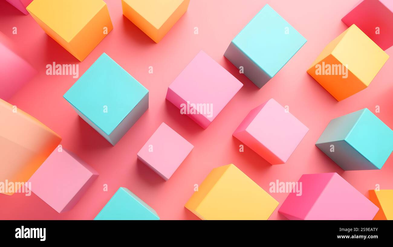 Floating abstract cubes with sleek modern aesthetics and bold color ...