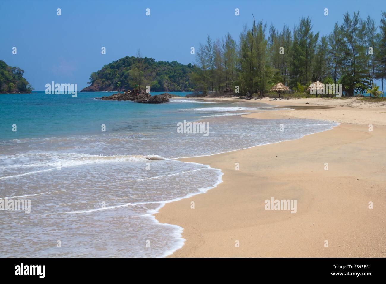 The beauty and tranquility on the beach of Koh Phra Thong, the largest island in Phang Nga ...