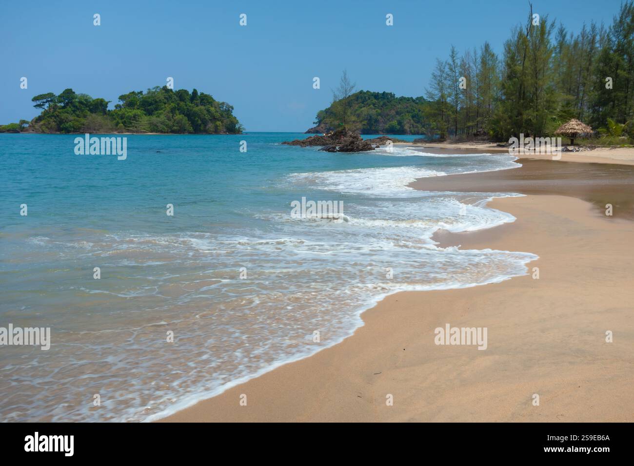 The beauty and tranquility on the beach of Koh Phra Thong, the largest island in Phang Nga ...