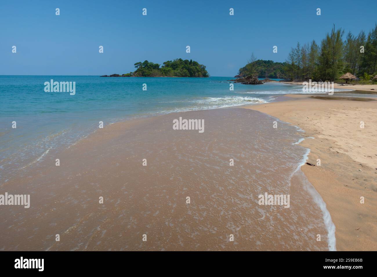 The beauty and tranquility on the beach of Koh Phra Thong, the largest island in Phang Nga ...