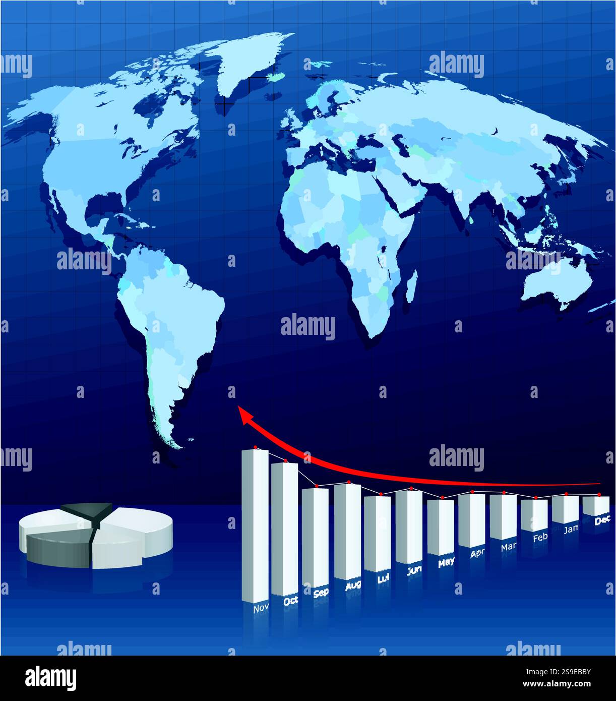 World map with the chart. Strategic business template, infographics ...