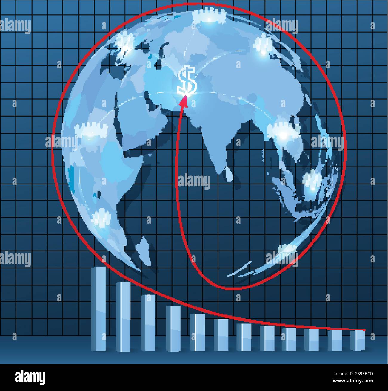 World map with social network connections Europe. Strategic business ...