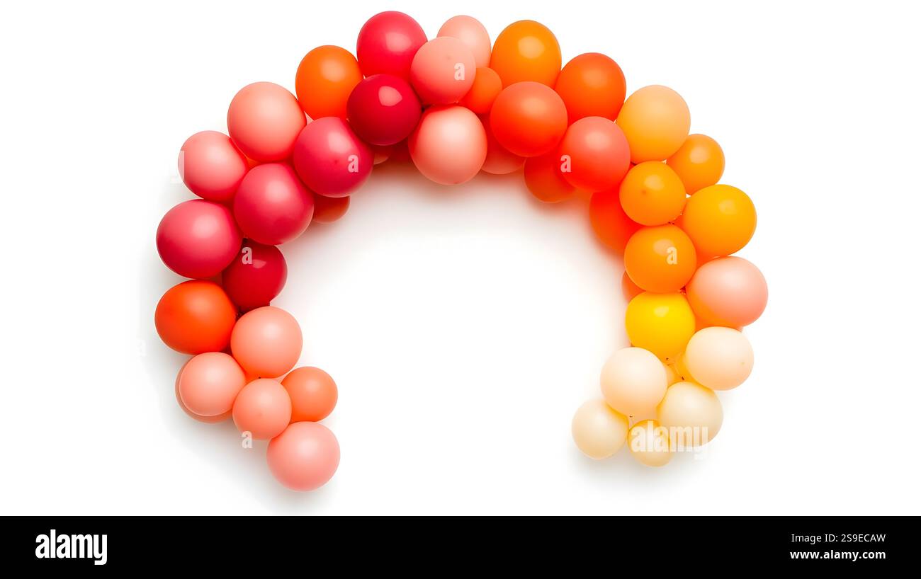 Vibrant and dynamic warm-toned balloon arc with a fiery gradient design ...