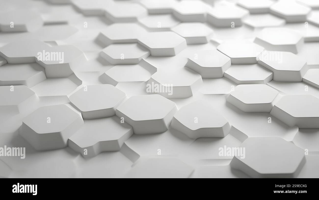 Overlapping hexagonal patterns in monochrome white tones with subtle 3D ...