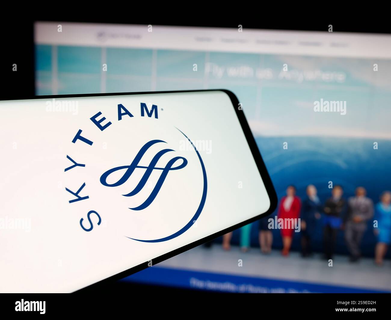 In this photo illustration, a smartphone with the logo of airline ...