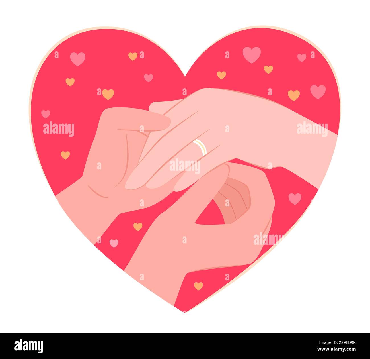 Couple of Human Hands Wear an Engagement Ring for Love, Marriage and ...