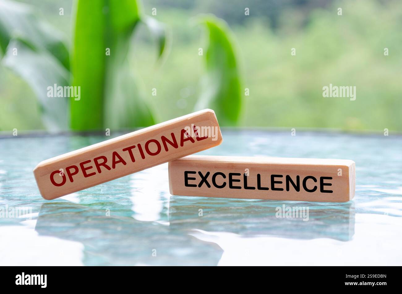 Operational excellence text on wooden blocks. Culture of continuous ...
