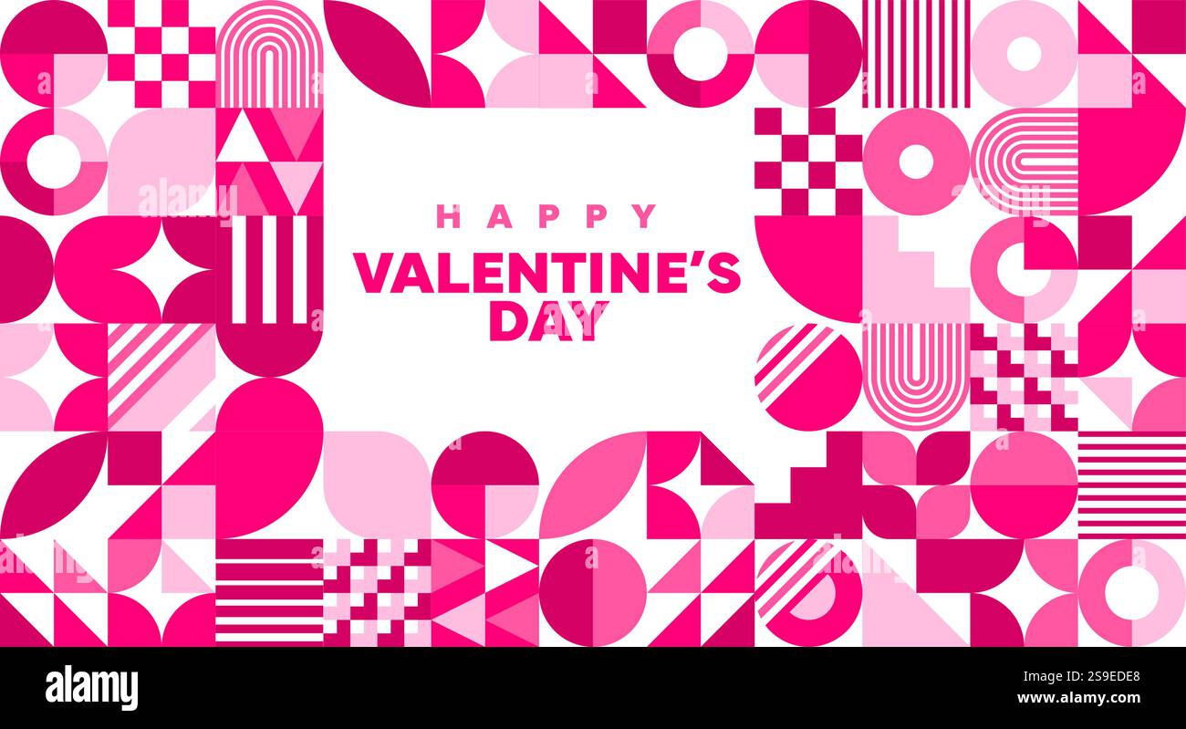 Valentines day greeting card with geometric shapes and abstract minimal ...