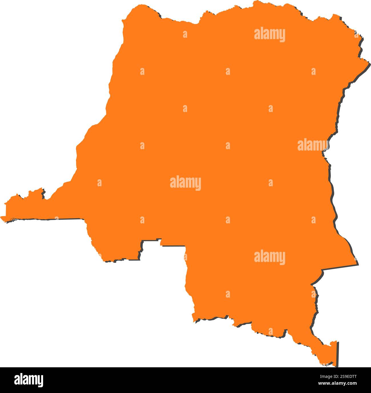 Map of Democratic Republic of the Congo, filled in orange Stock Vector ...