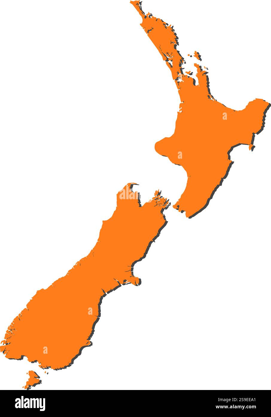 Map of New Zealand, filled in orange Stock Vector Image & Art - Alamy