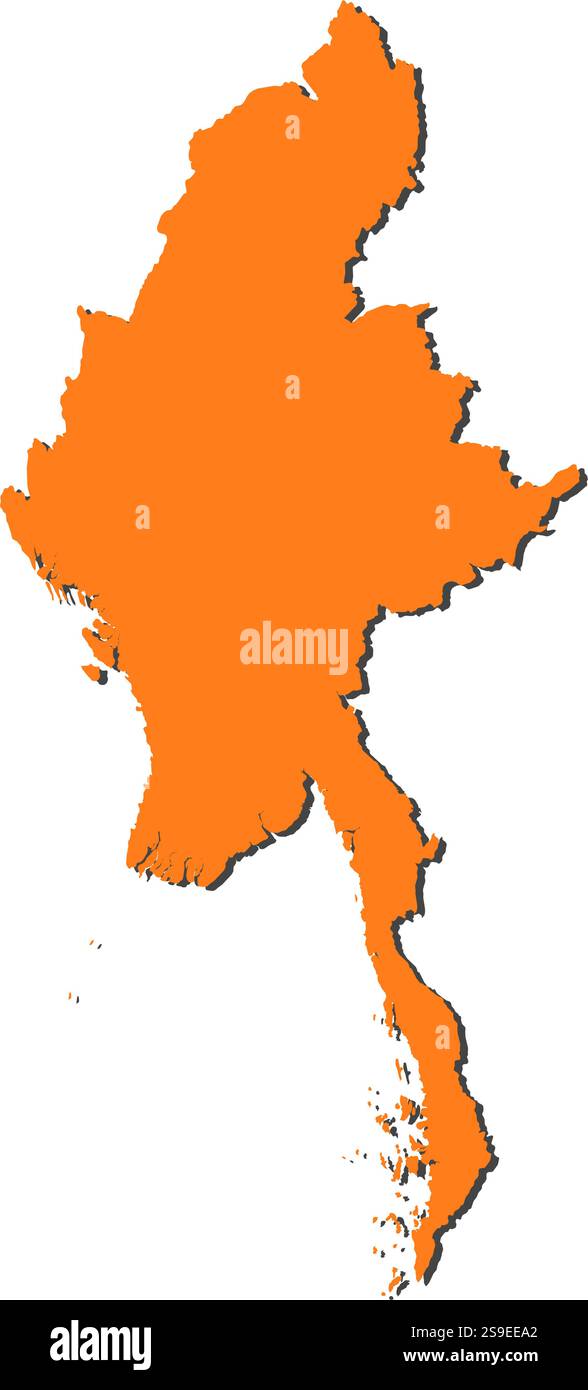 Map of Myanmar, filled in orange Stock Vector Image & Art - Alamy