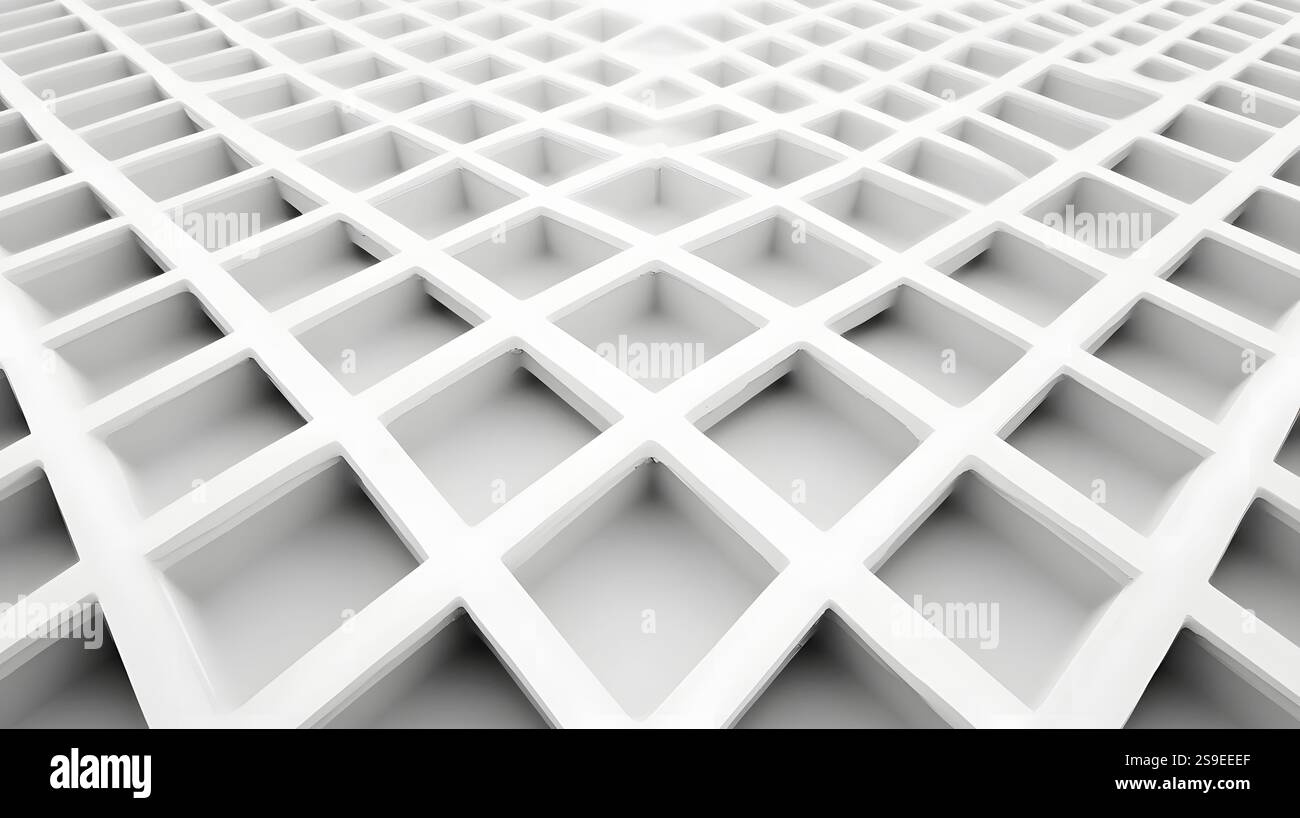 Abstract 3D featuring a grid-like pattern of angular,sharp-edged ...