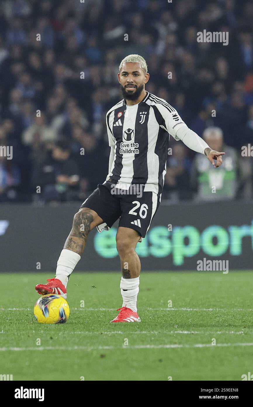 Juventus' Brazilian midfielder Douglas Luiz controls the ball during ...