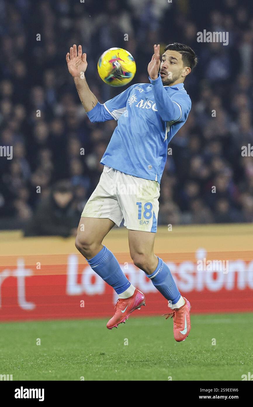 Napoli's Argentinian forward Giovanni Simeone controls the ball during ...