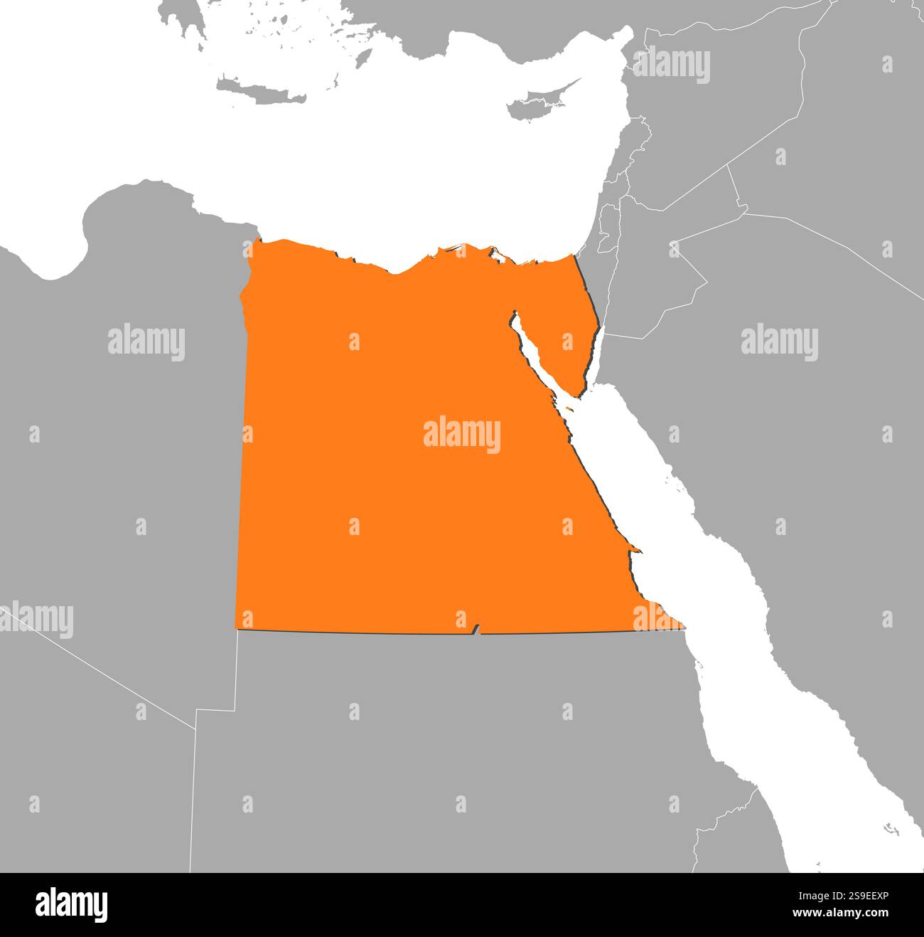 Map of Egypt and nearby countries, Egypt is highlighted in orange Stock ...