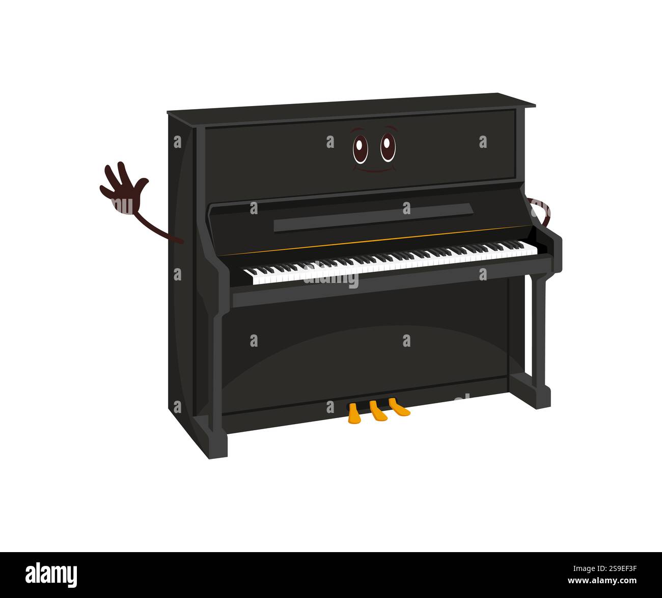 Cartoon funny piano musical instrument character. Isolated vector funny ...