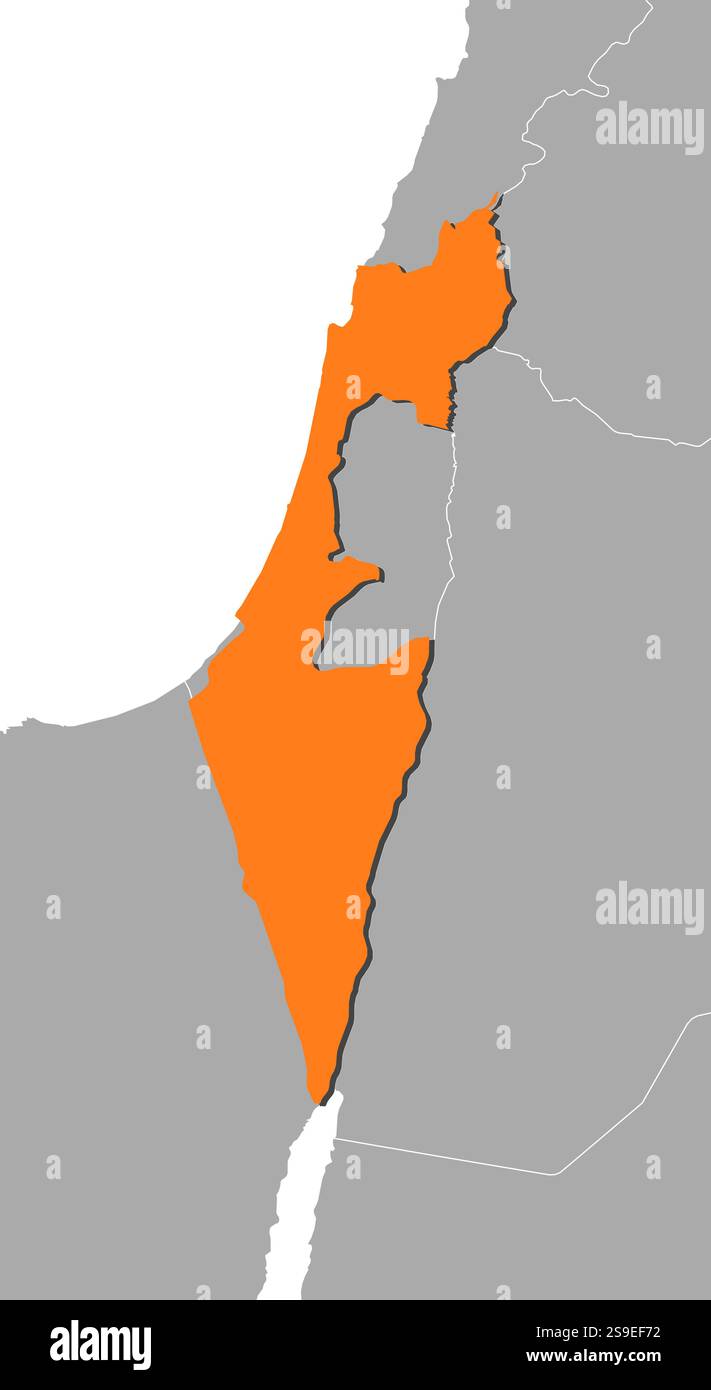 Map of Israel and nearby countries, Israel is highlighted in orange ...