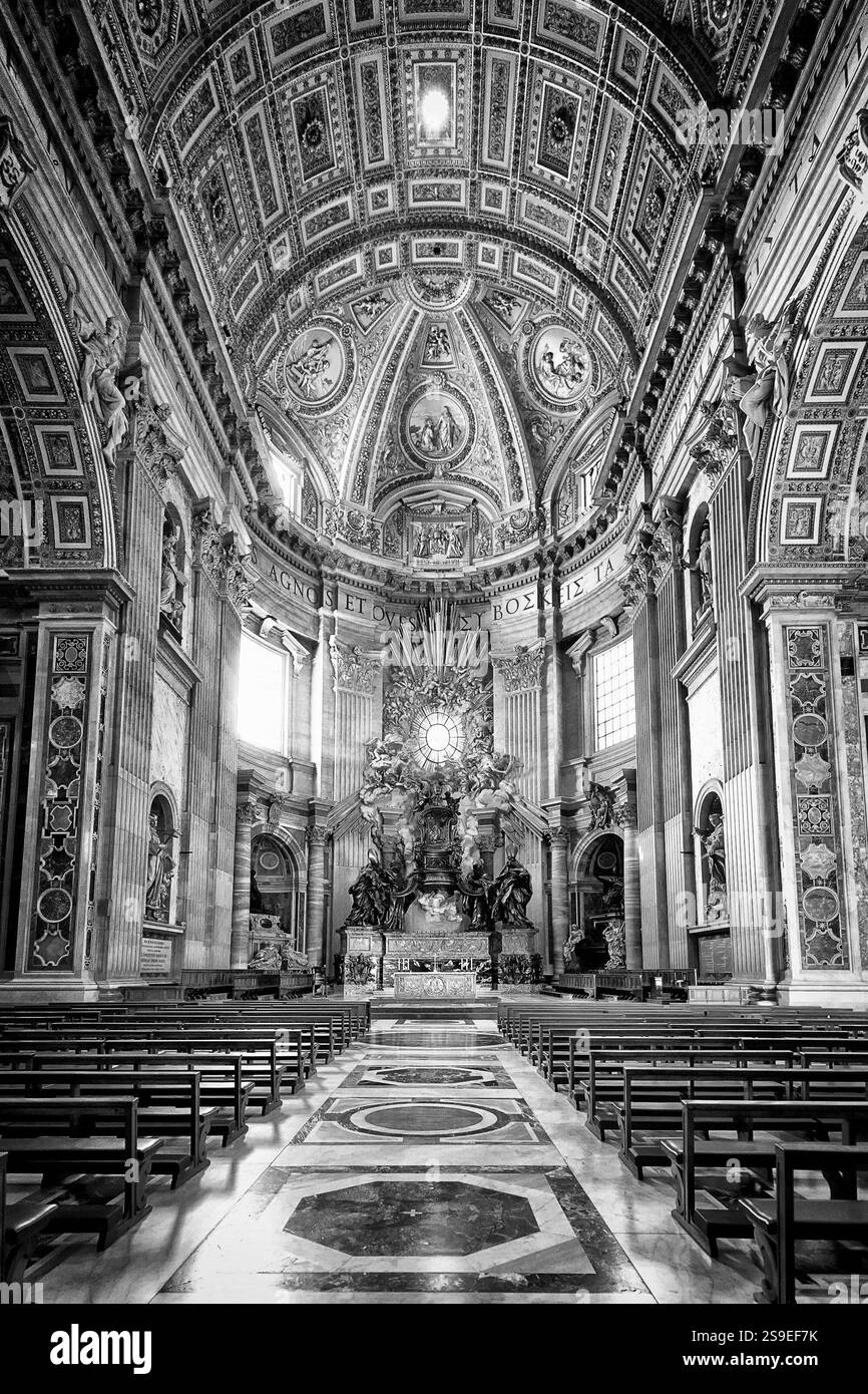 Apse of basilica of St. Peter's in Rome. Masterpieces of Bernini; Chair ...