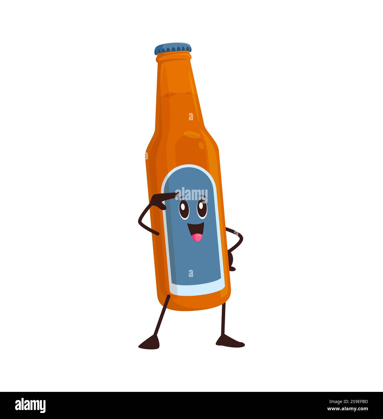 Cartoon beer bottle drink groovy character. Bar alcohol drink or ...