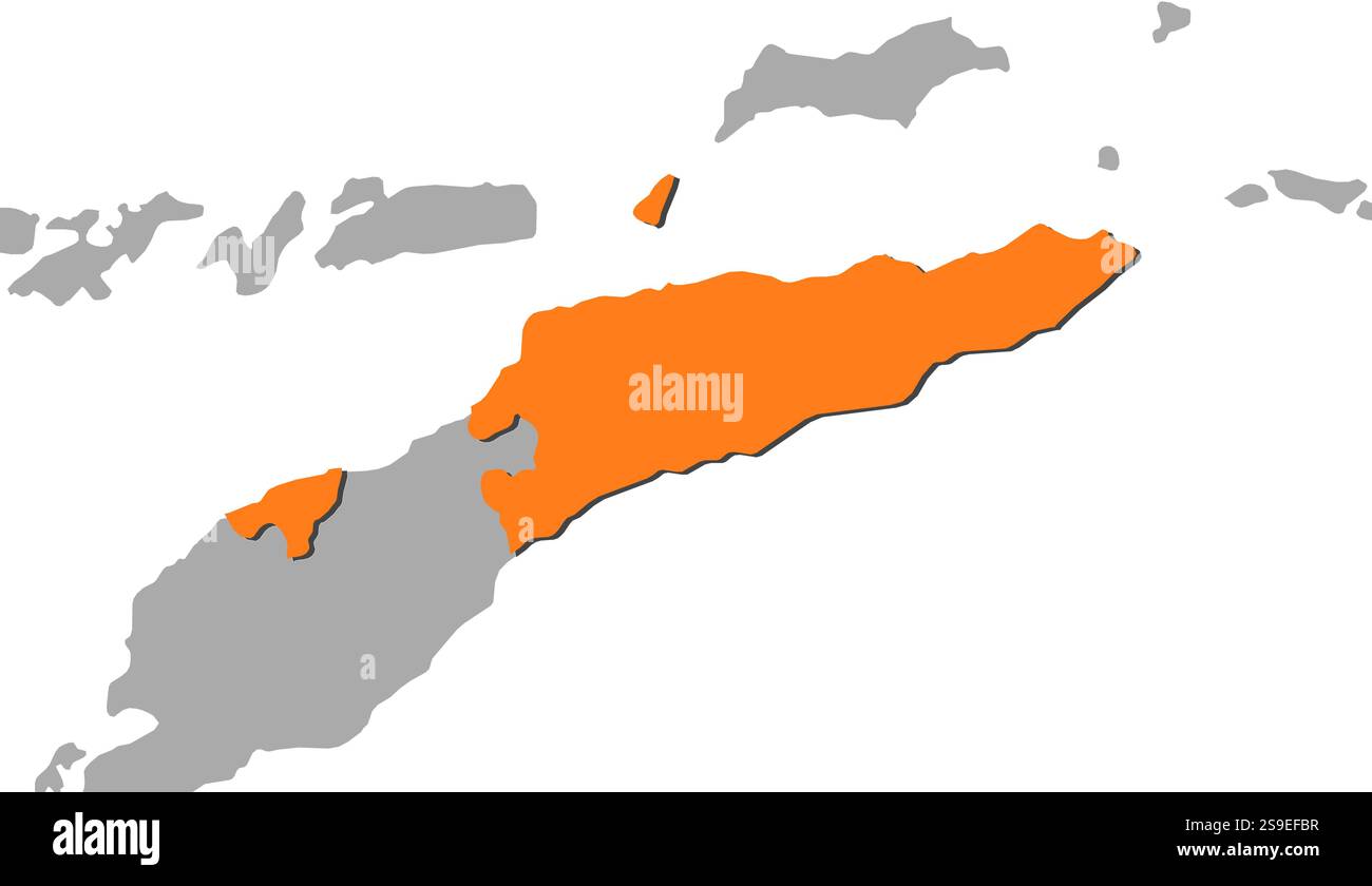 Map of East Timor and nearby countries, East Timor is highlighted in ...