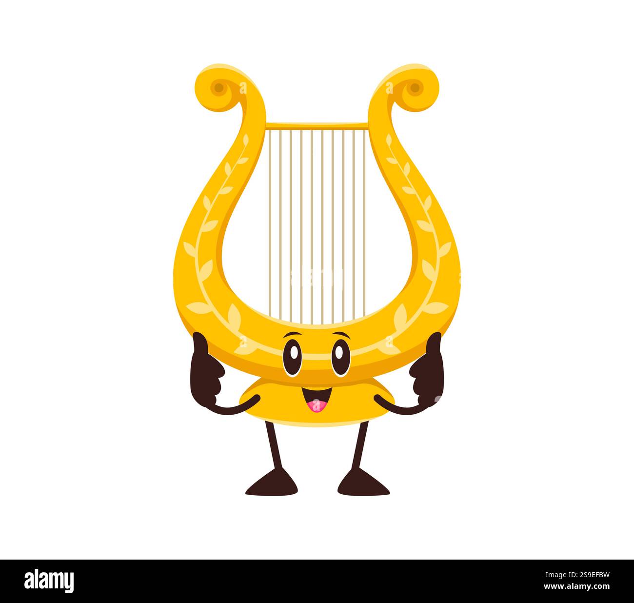 Cartoon funny lira musical instrument character. Isolated vector ...