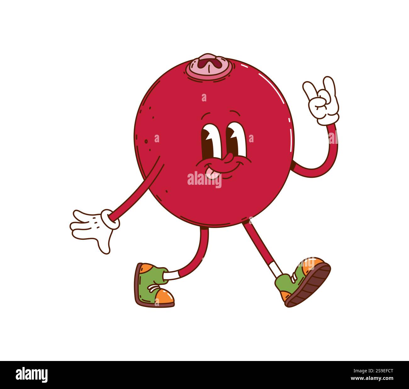 Cartoon groovy cranberry berry cheerful character. Farm orchard ripe ...