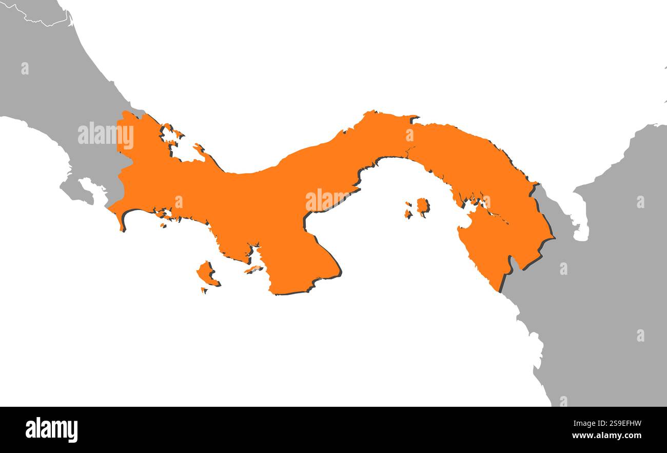 Map of Panama and nearby countries, Panama is highlighted in orange ...