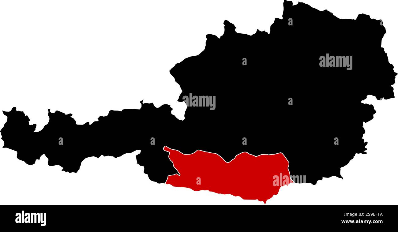 Map of Austria in black, Carinthia is highlighted in red Stock Vector Image & Art - Alamy